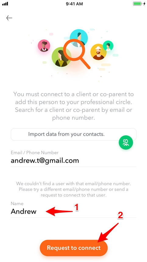 If I am a professional, how do I connect to a client or co-parent ...